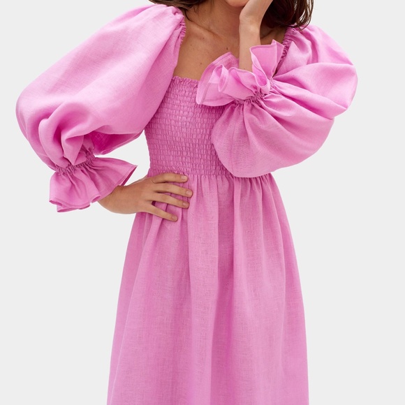 Sleeper | Dresses | Linen Sleeper Atlanta Dress Pink | Poshmark